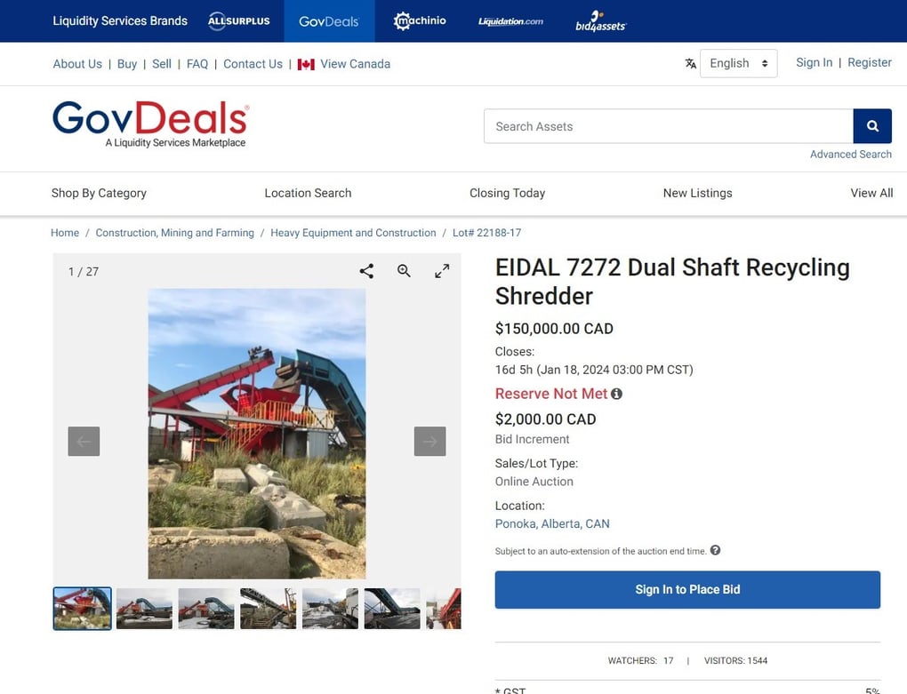 Auction Reserves on GovDeals